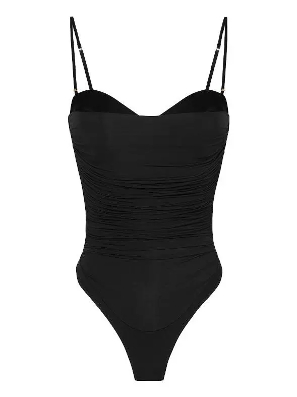 Elisabetta Franchi Draped Jersey Bodysuit - Nero