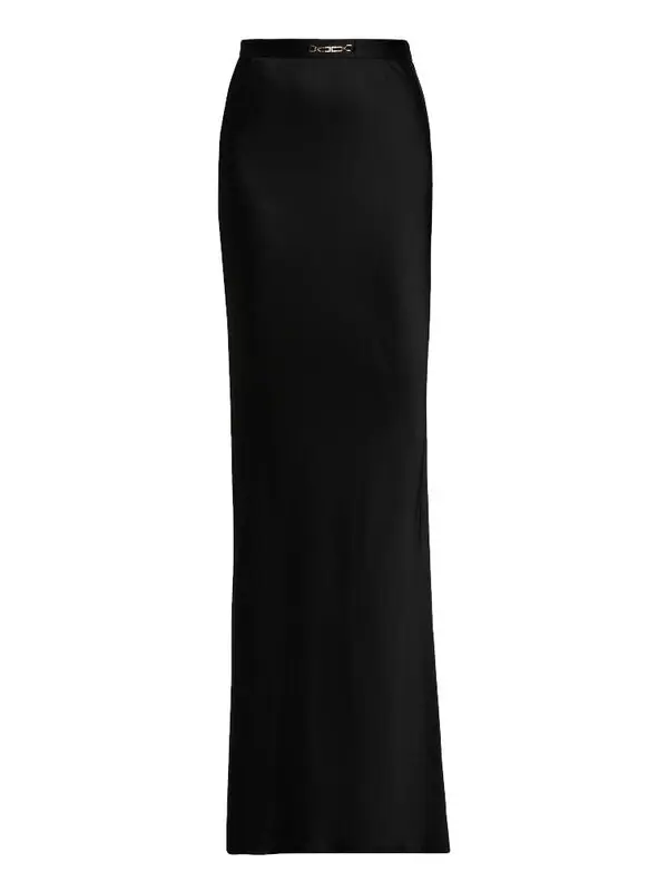 Elisabetta Franchi Jewel-detailed Satin Crêpe Maxi Skirt - Nero