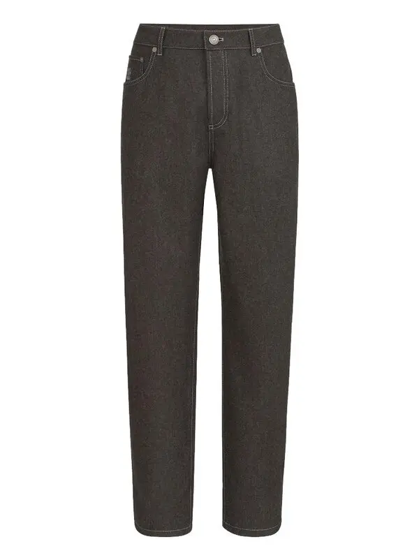 Brunello Cucinelli Virgin Wool Flannel Five-pocket Trousers - Grey