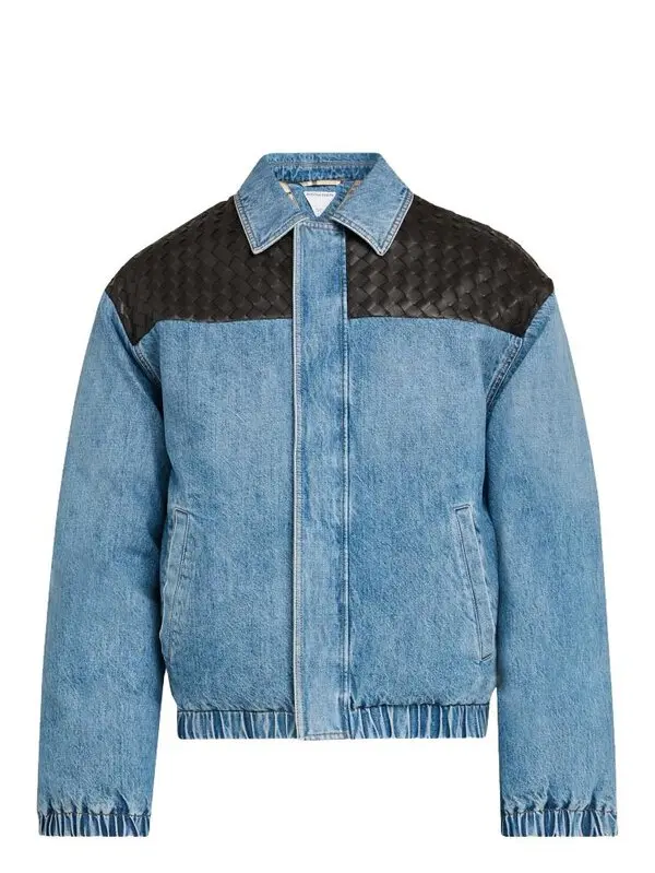 Bottega Veneta Vintage Indigo-washed Denim & Leather-trim Jacket - Medium Blue