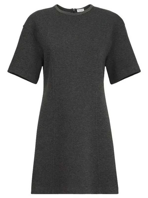 Brunello Cucinelli Techno Cotton And Cashmere Interlock T-shirt Dress - Anthracite