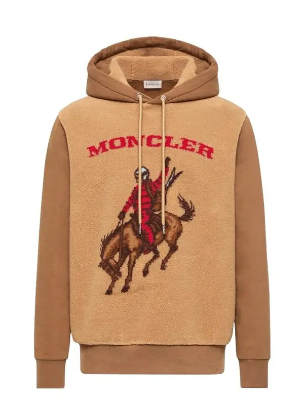 Moncler Hoodie In Teddy - Light Brown