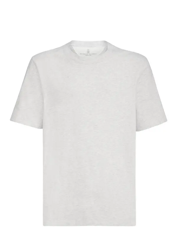 Brunello Cucinelli Cotton Jersey Crewneck T-shirt - Pearl