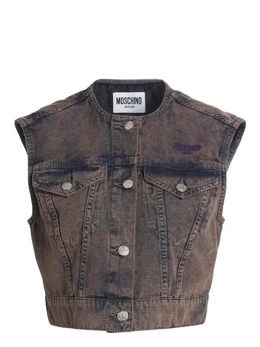 Moschino Sleeveless Denim Waistcoat - Multi Grey