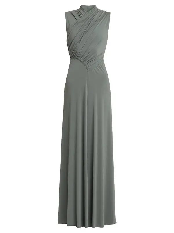Alberta Ferretti Jersey-knit Gathered Surplice Maxi Dress - Grey
