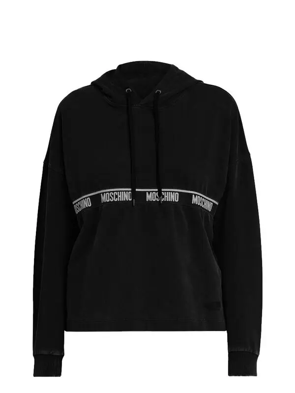 Moschino Logo Stretch-cotton Hoodie - Black