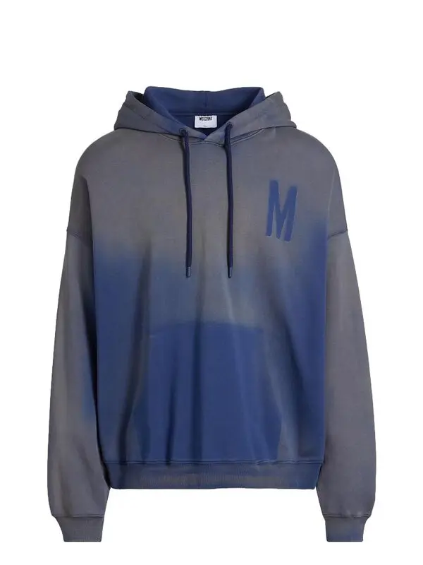 Moschino Monogram Logo Gradient Cotton Hoodie - Multi Blue