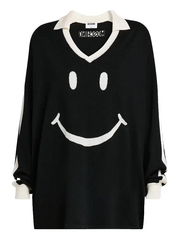 Moschino Smiley Face Wool Sweater - Multi Black