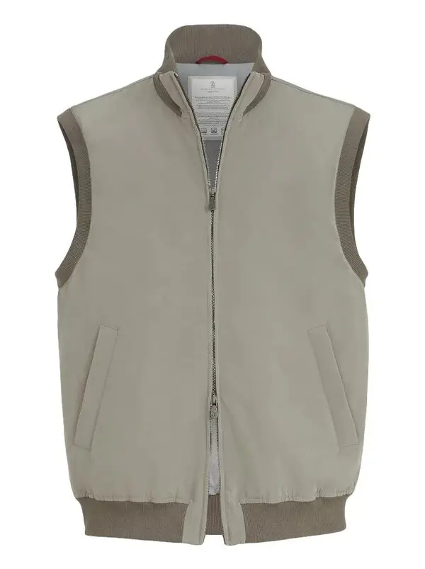 Brunello Cucinelli Bonded Nylon Vest With Thermore Padding - Military