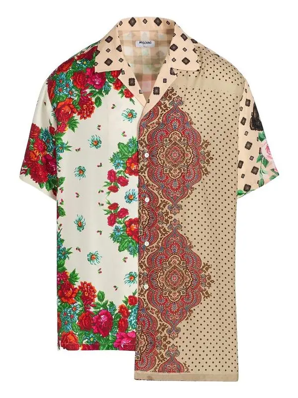 Moschino Spliced Silk Camp Shirt - Multi