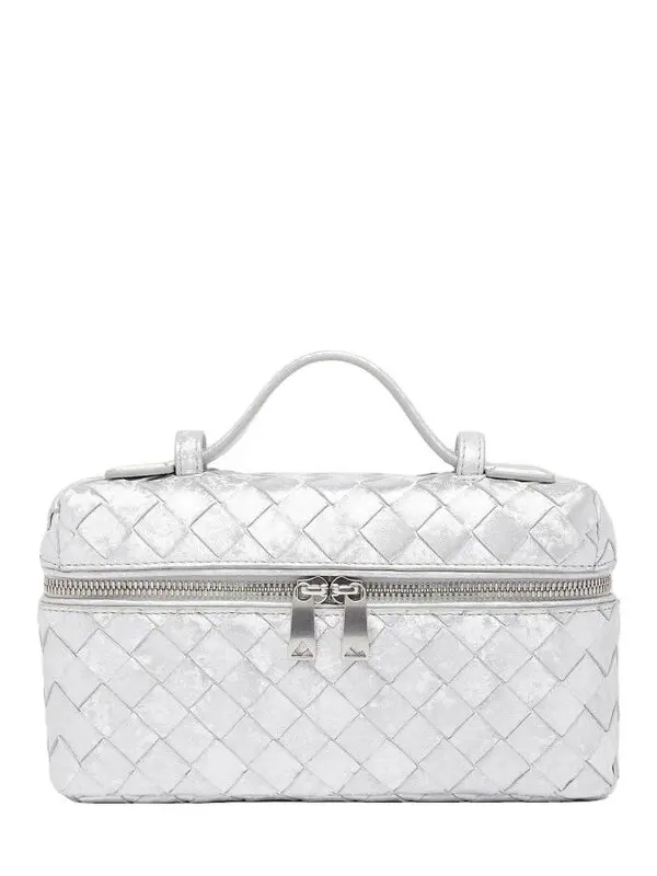 Bottega Veneta Bang Bang Metallic Satin Leather Vanity Case - Silver