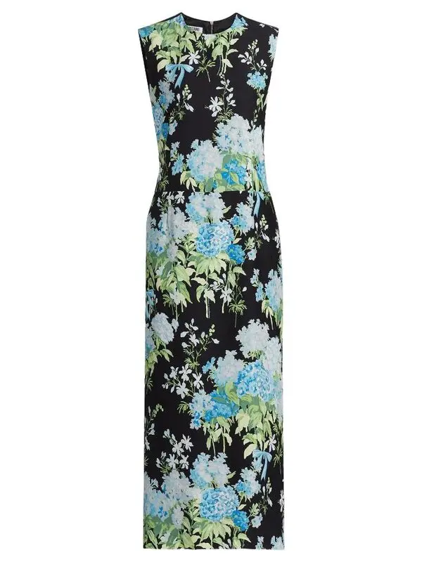 Moschino Floral Silk Midi-dress - Multi Black