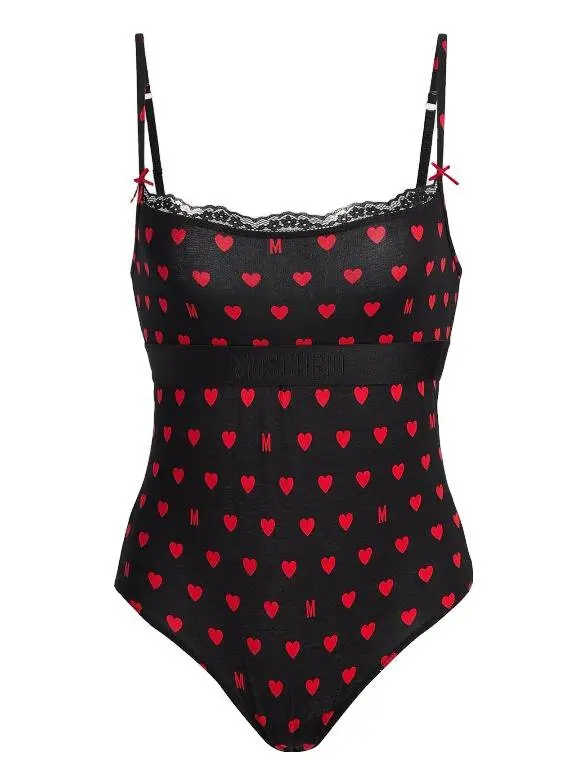 Moschino Intimo Donna M Hearts Bodysuit - Multi Black