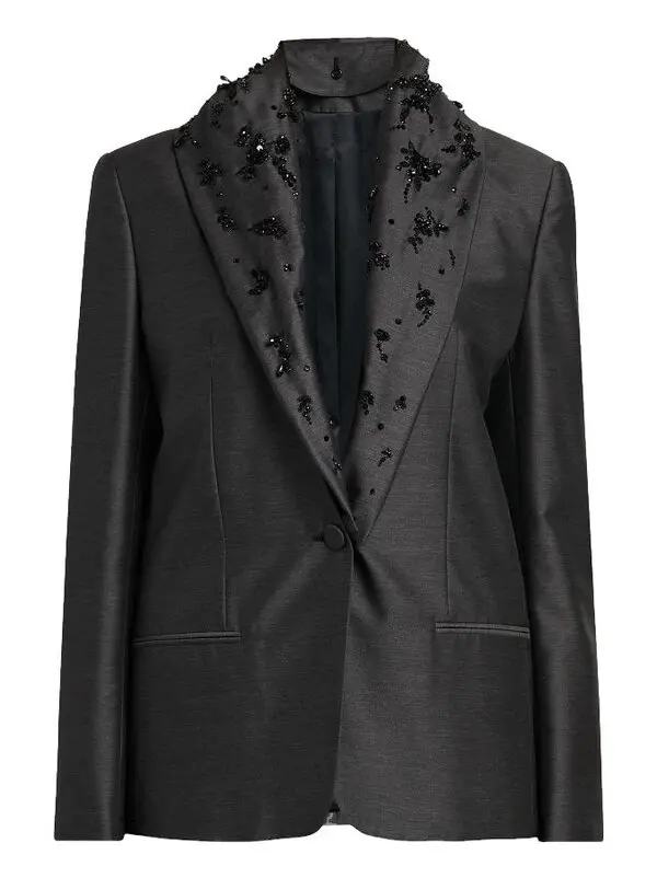 Alberta Ferretti Embellished Wool-silk Jacket - Multi Gray