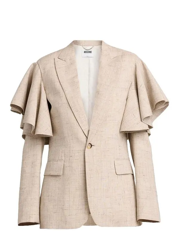 Moschino Ruffle Cape Tweed Jacket - Multi Beige