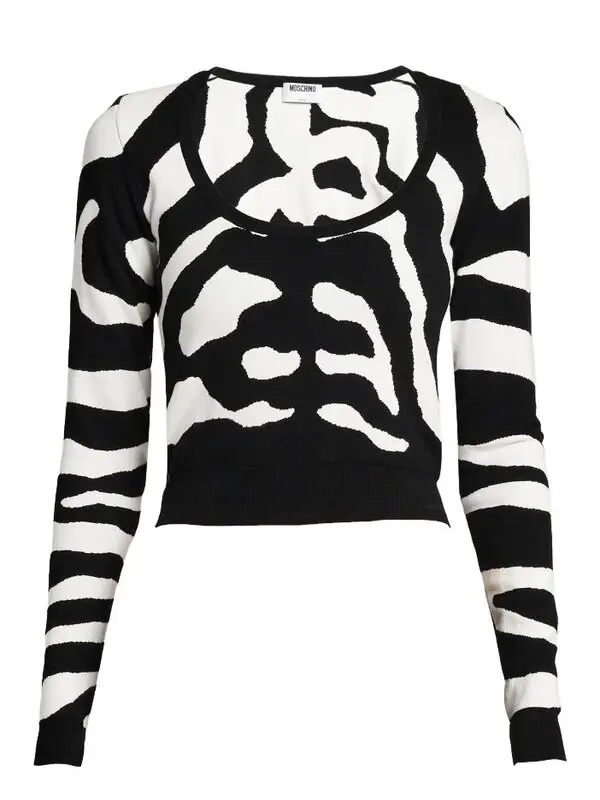 Moschino Zebra Print Crop Sweater - Multi Black
