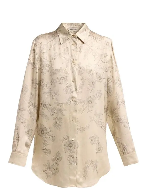 Alberta Ferretti Floral Satin Blouse - Multi Blue