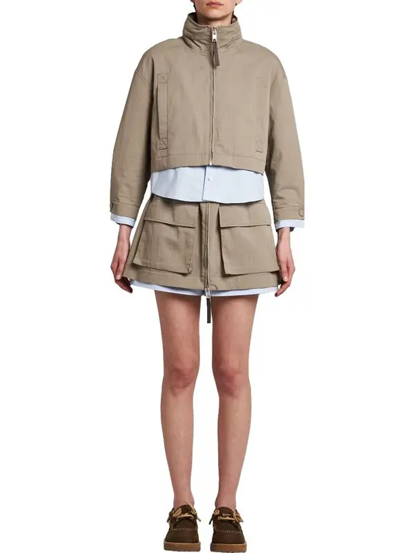 Moschino Cotton-blend Layered Stand-collar Jacket - Multi Beige