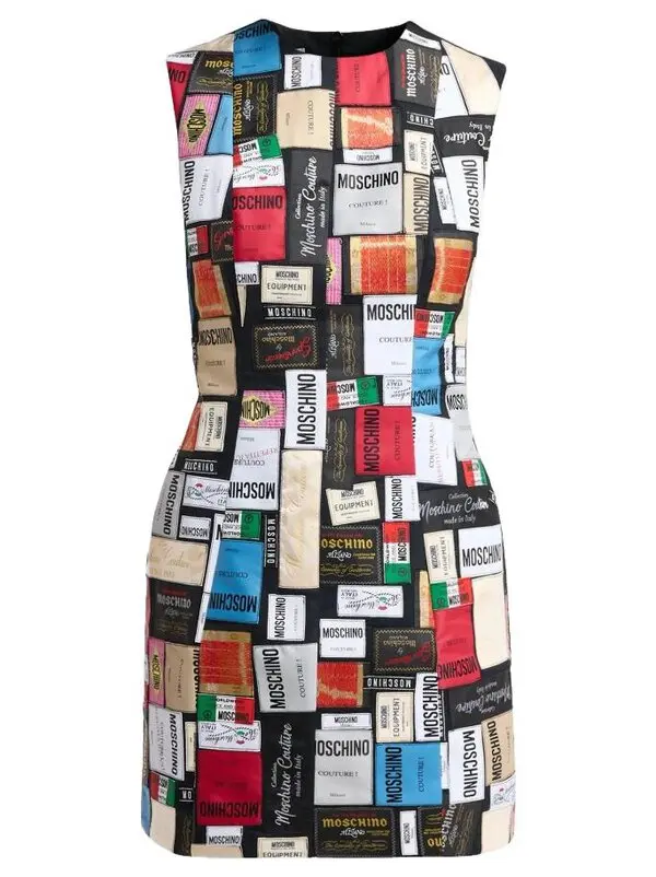 Moschino Label-print Cotton Mini Dress - Multi