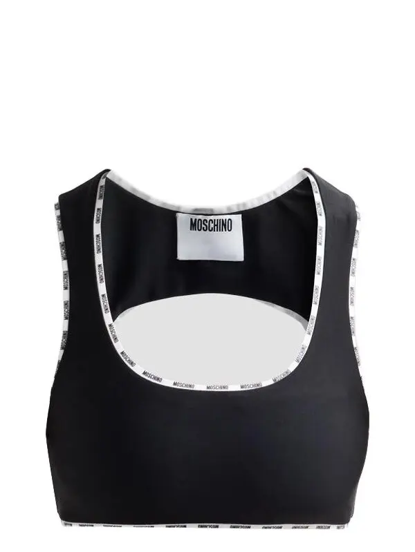 Moschino Logo Tape Sports Bra - Black