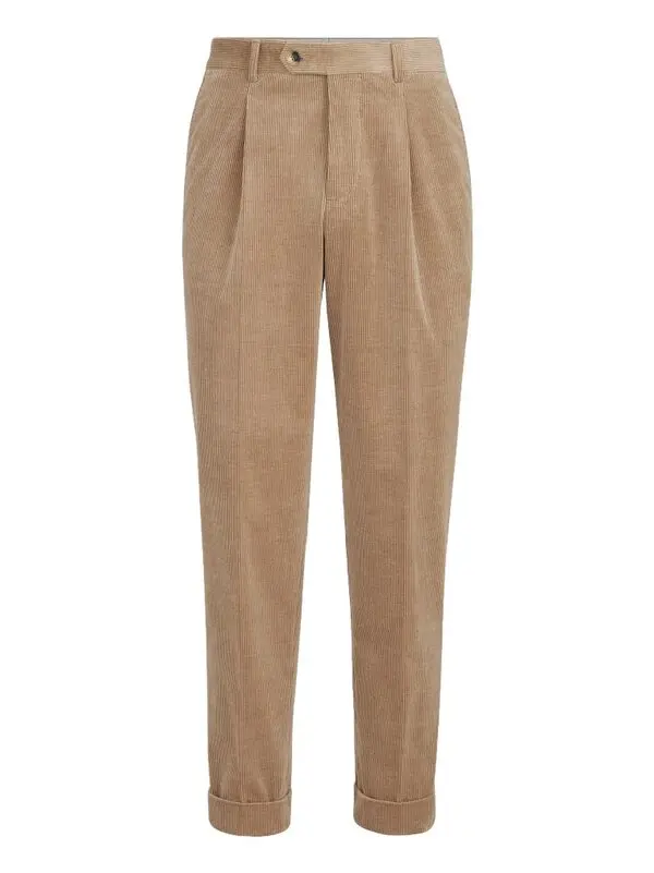 Brunello Cucinelli Comfort Cotton And Cashmere Corduroy Trousers - Camel
