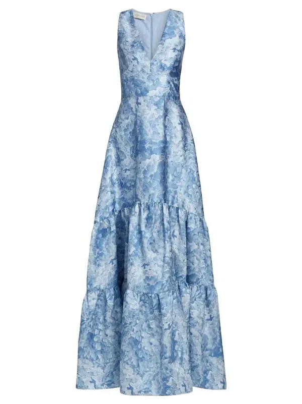 SACHIN BABI Rori Floral Sleeveless Gown - Hydrangea Blooms