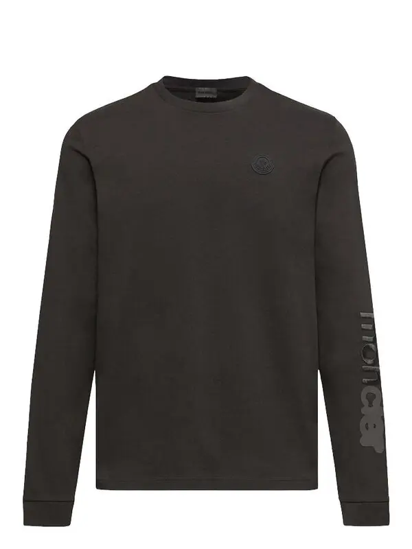Moncler Long Sleeve Crewneck T-shirt In Cotton Jersey - Black