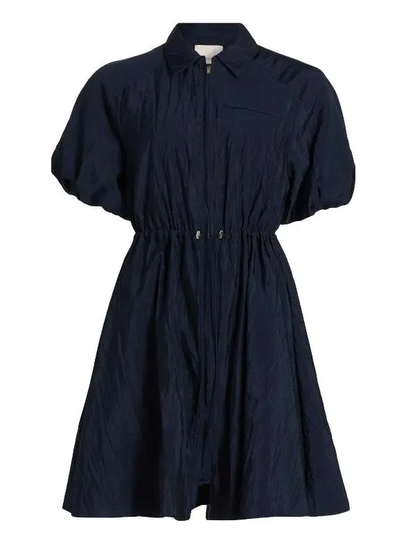 Cinq À Sept Macauly Puff-sleeve Mini-shirtdress - Navy