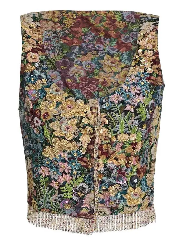 Kobi Halperin Hazel Beaded Floral Fringe Vest - Multi