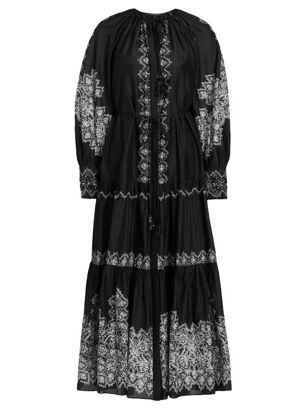Kobi Halperin Lauryn Lace Print Cotton-silk Maxi Dress - Black