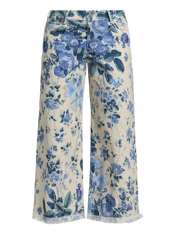Kobi Halperin Anne Floral-print Twill Crop Pants - Ecru Multi