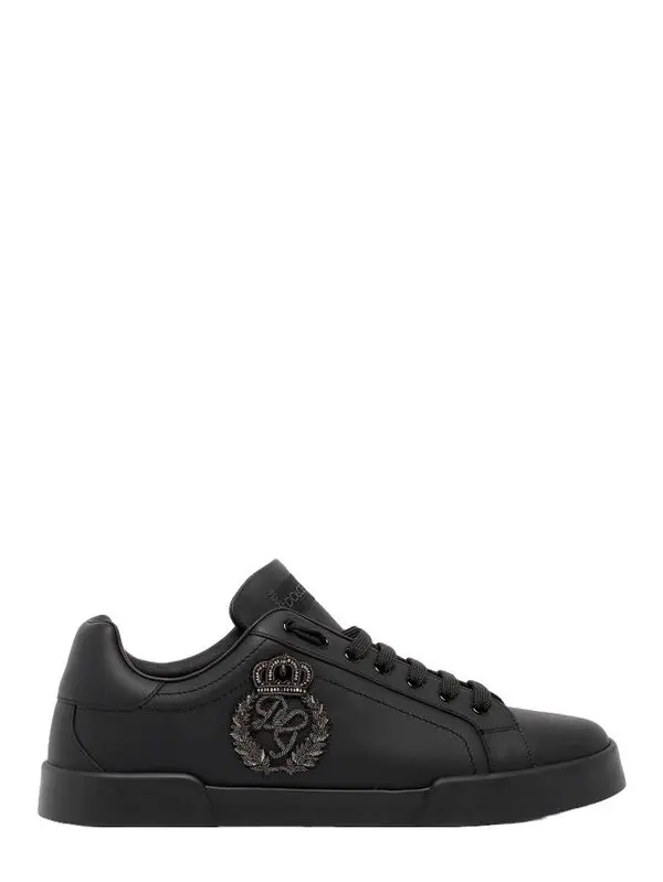 Dolce & Gabbana Logo Leather Low-top Sneakers - Nero