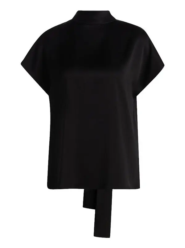 UNGARO Corey Tie-detail Satin Blouse - Black