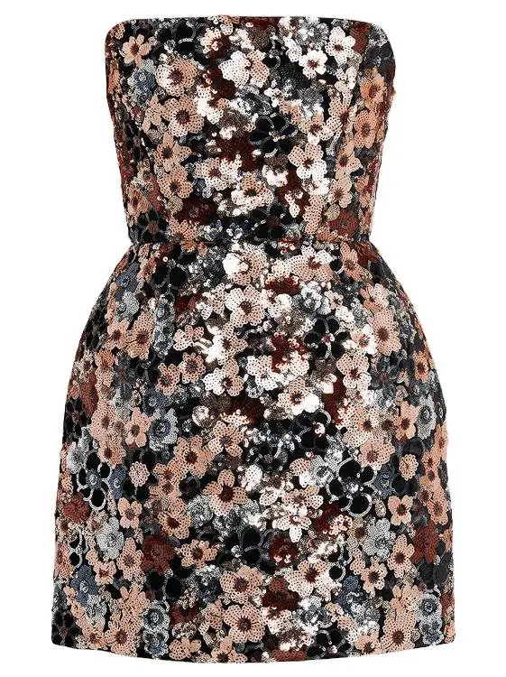 BRONX BANCO Maraya Strapless Floral Sequin Minidress - Multi