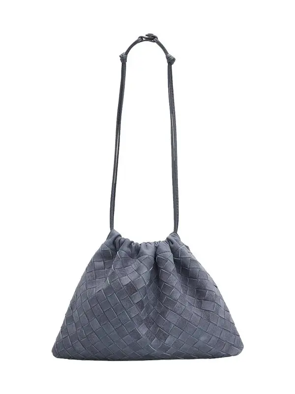 Bottega Veneta Dustbag Medium Intrecciato Suede Shoulder Bag - Cloudy Indigo