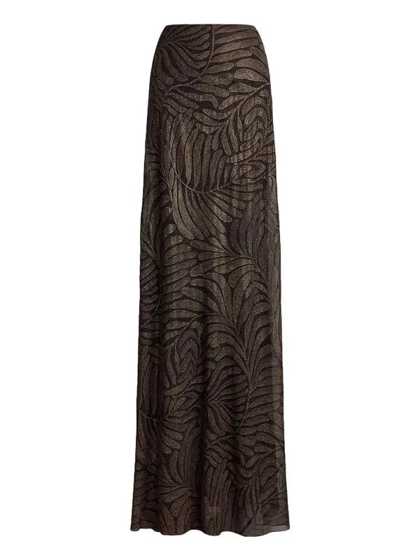 Ralph Lauren Masina Foiled Crinkle Chiffon Skirt - Espresso Multi
