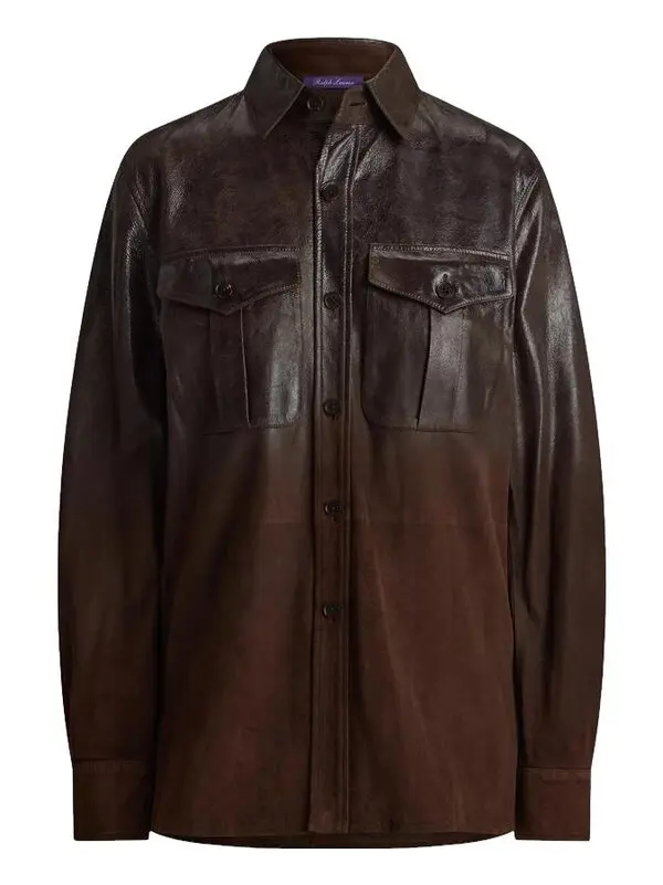 Ralph Lauren Landry Distressed Suede Shirt - Brown