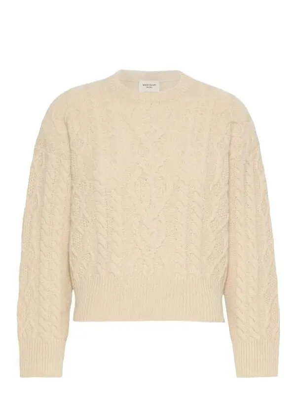 Max Mara Cable Knit Wool Yarn Jumper - Beige
