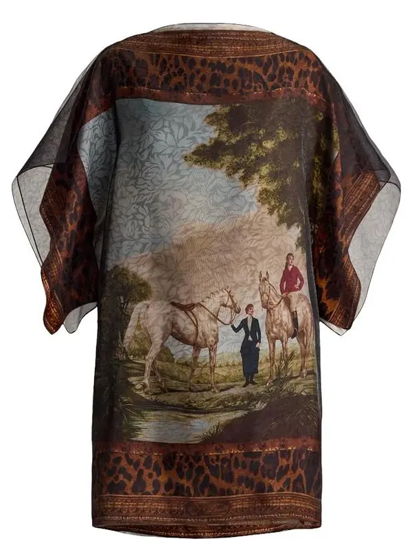 Ralph Lauren Orianne Scenic Twill Tunic Dress - Tan Multi
