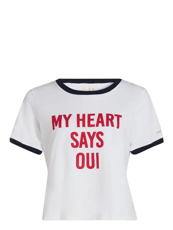 Cinq À Sept My Heart Says Oui Shrunken Ringer T-shirt - White Multi