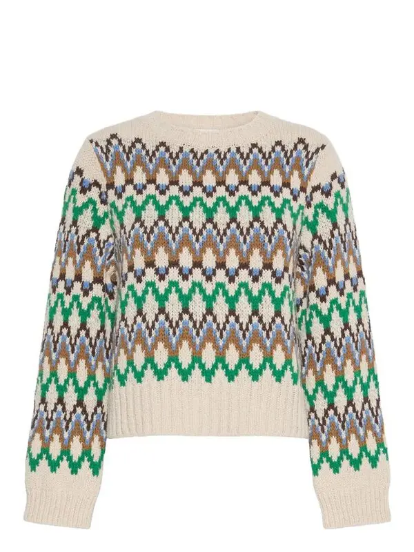 Max Mara Jacquard Wool And Cashmere Sweater - Green