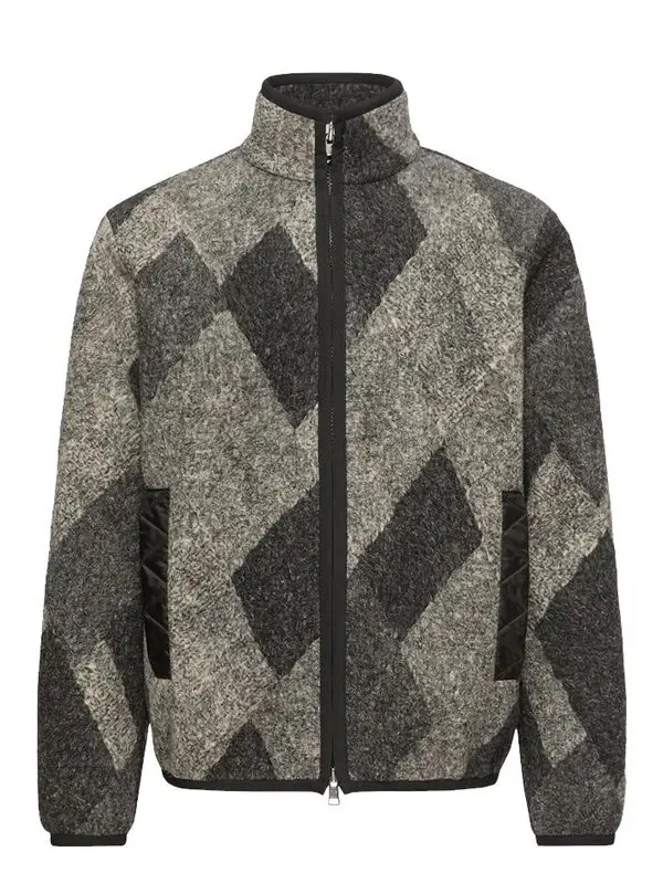 Moncler Cardigan In Wool Blend - Grey
