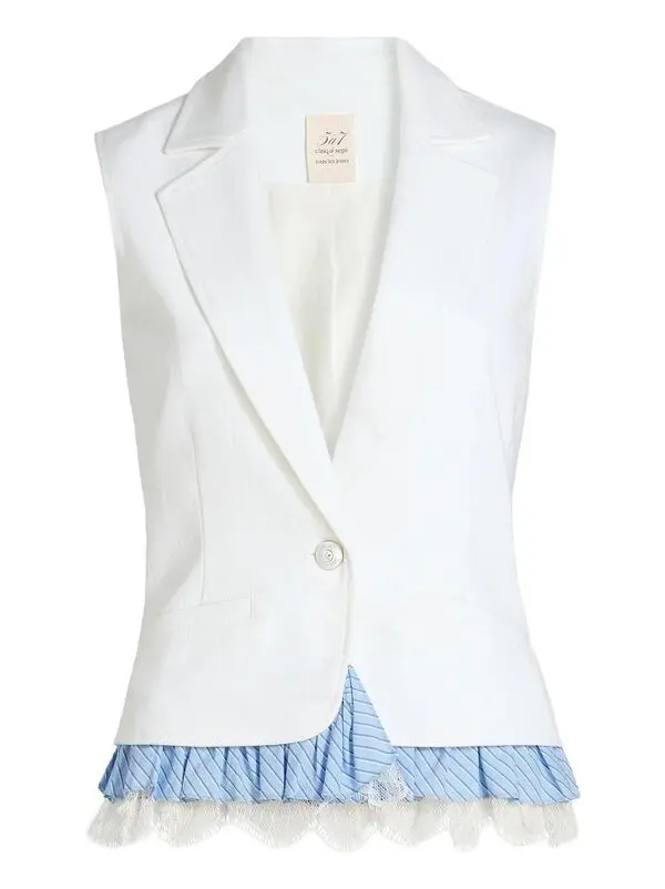 Cinq À Sept Le Petit Jessie Striped Denim Vest - White Multi