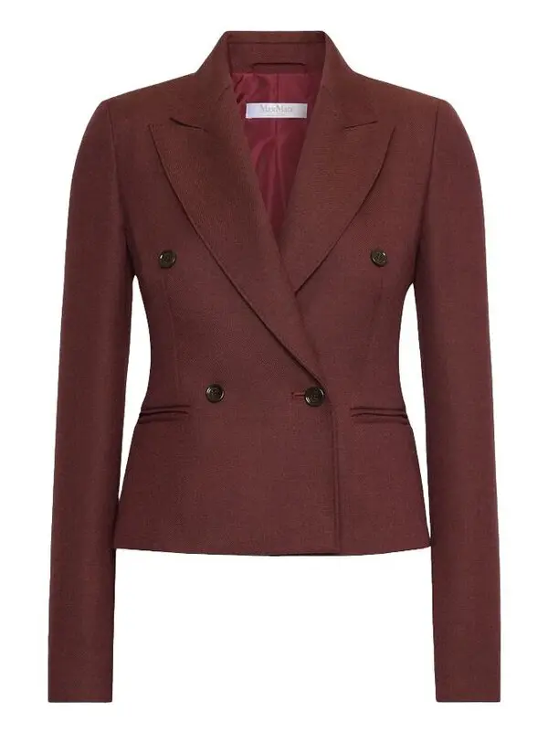 Max Mara Denim Effect Wool Double Breasted Jacket - Rust