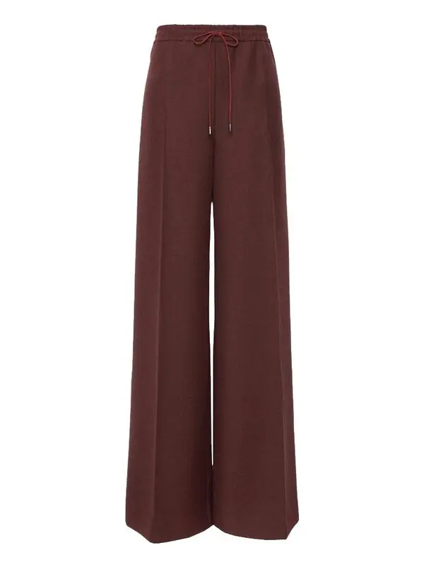 Max Mara Denim Effect Wool Wide Leg Trousers - Rust