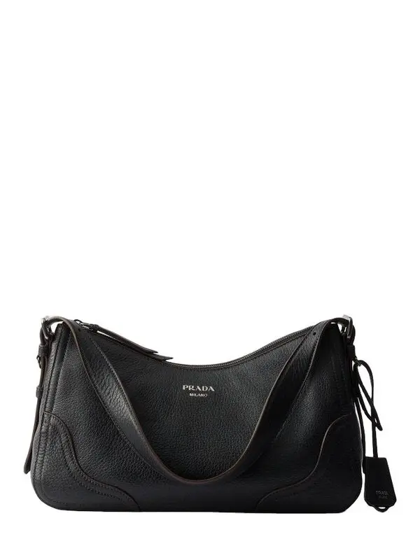 Prada Aimèe Large Leather Shoulder Bag - Black