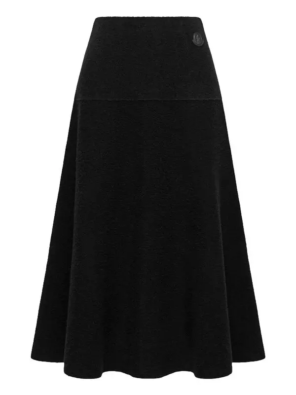 Moncler Midi Skirt In Boucle Wool Blend - Black