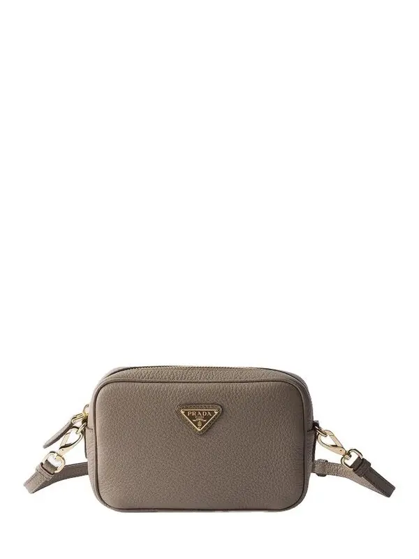 Prada Leather Mini Shoulder Bag - Grey