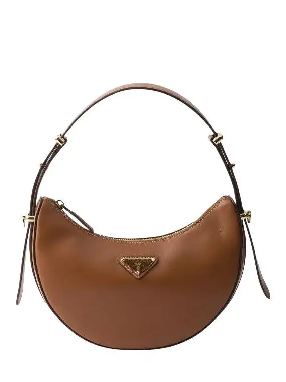 Prada Arqué Mini Leather Shoulder Bag - Brown