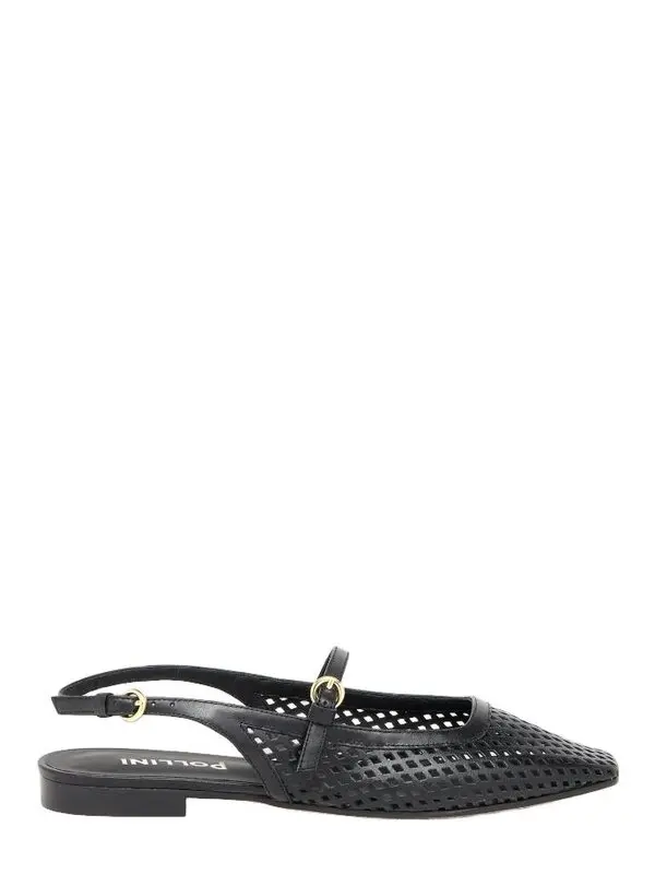 POLLINI Nina Leather Slingback Ballet Flats - Black